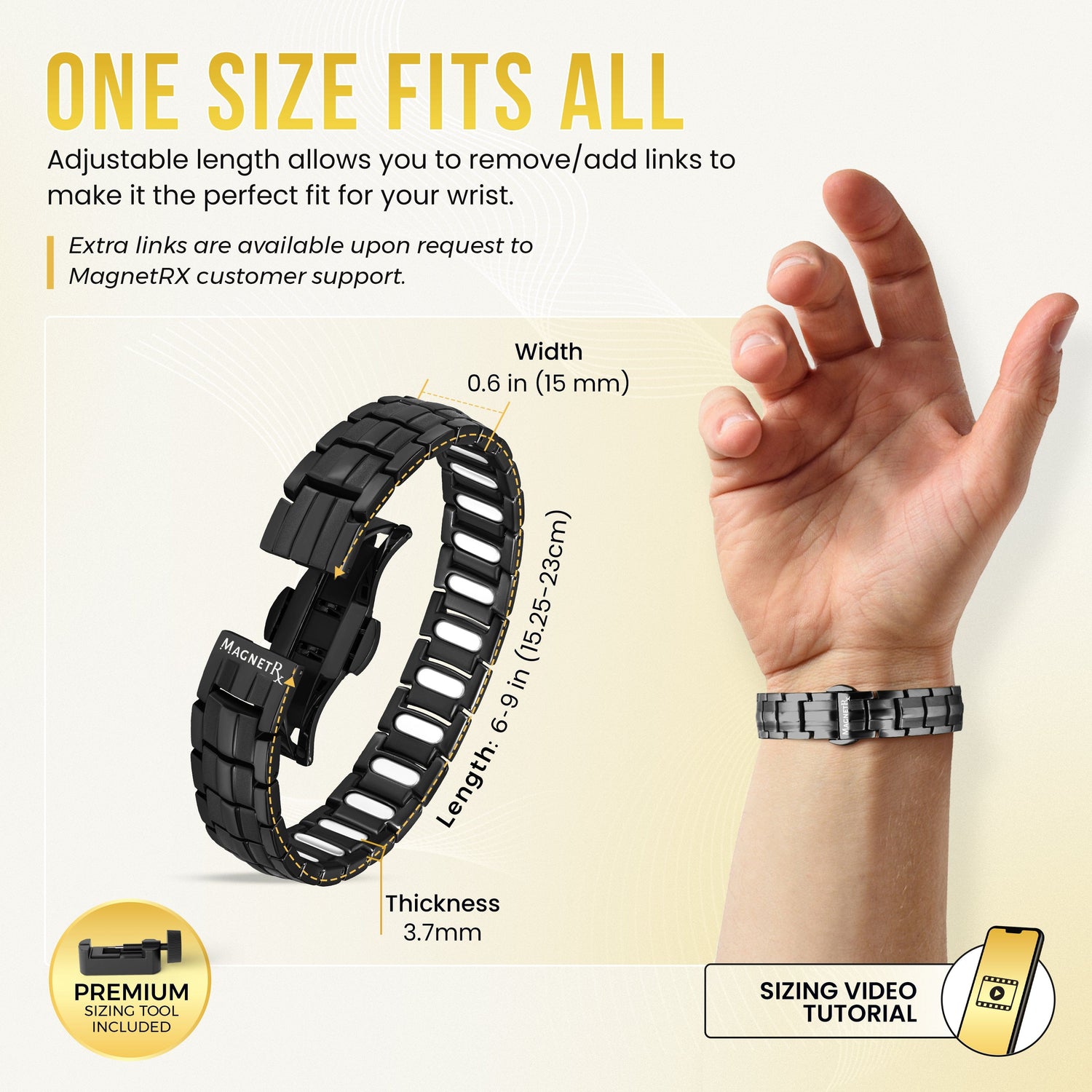 EllipseMAX Men’s Black Magnetic Bracelet - MagnetRX