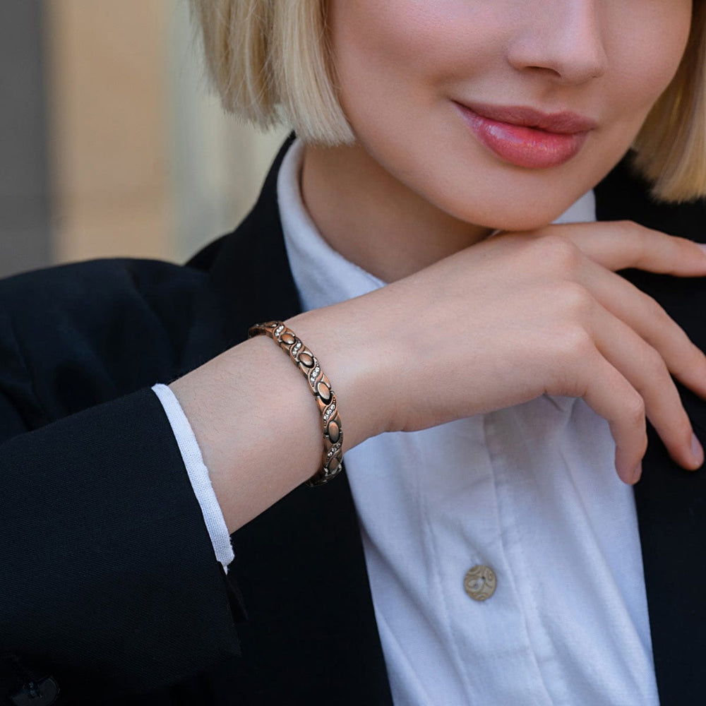 Women Ultra Strength Copper Magnetic Bracelet Crystal XO