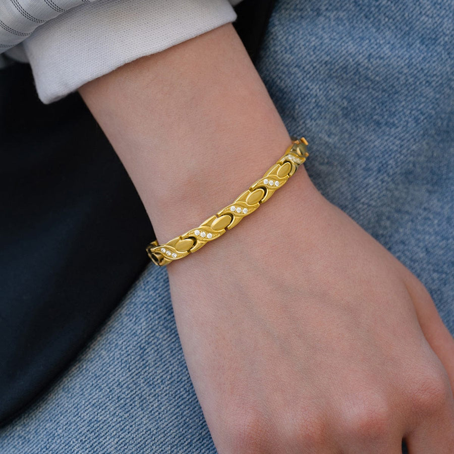 Women's Ultra Strength Magnetic Bracelet Crystal XO (Gold)