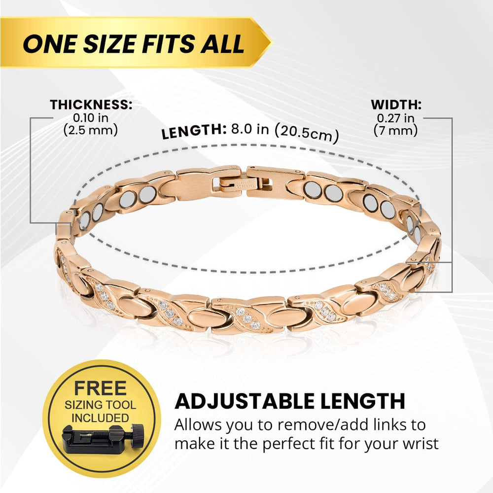 Women’s Crystal XO Bracelet - Rose Gold - MagnetRX