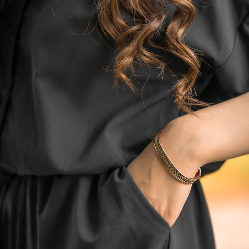 Inlay Silver Gold Magnetic Copper Bracelet - MagnetRX