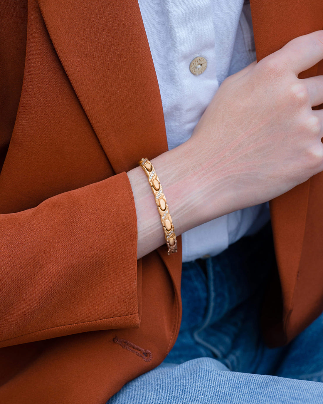 Women’s Crystal XO Bracelet - Rose Gold - MagnetRX