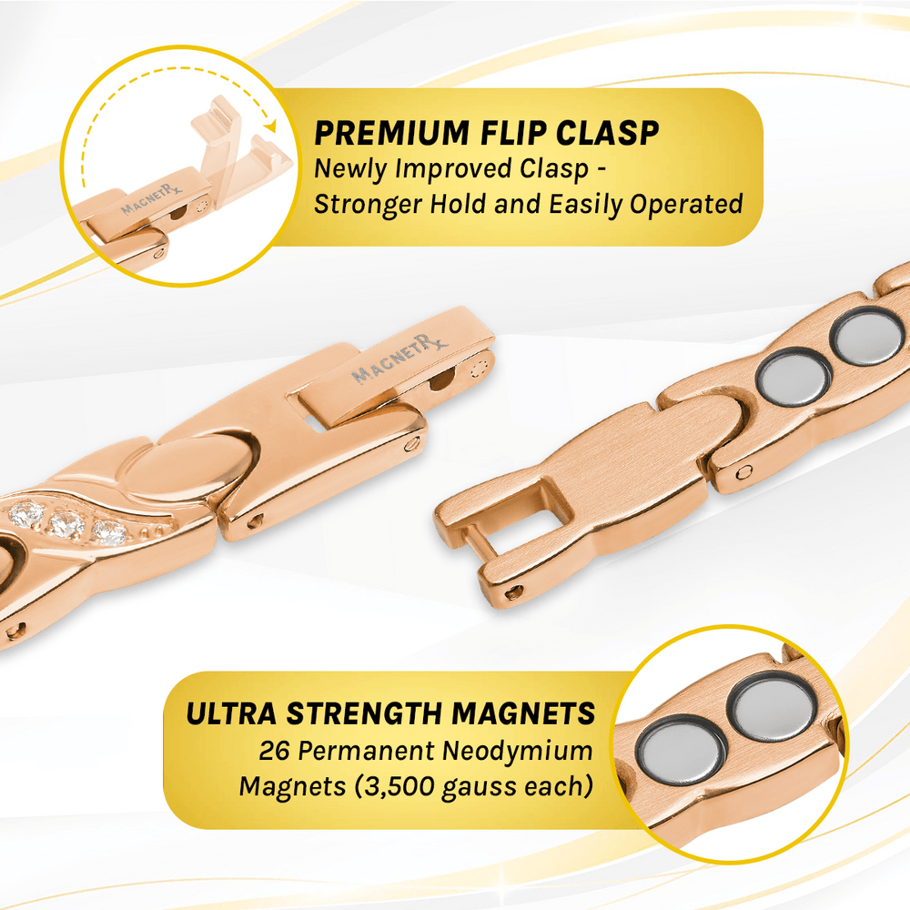 Women’s Crystal XO Bracelet - Rose Gold - MagnetRX