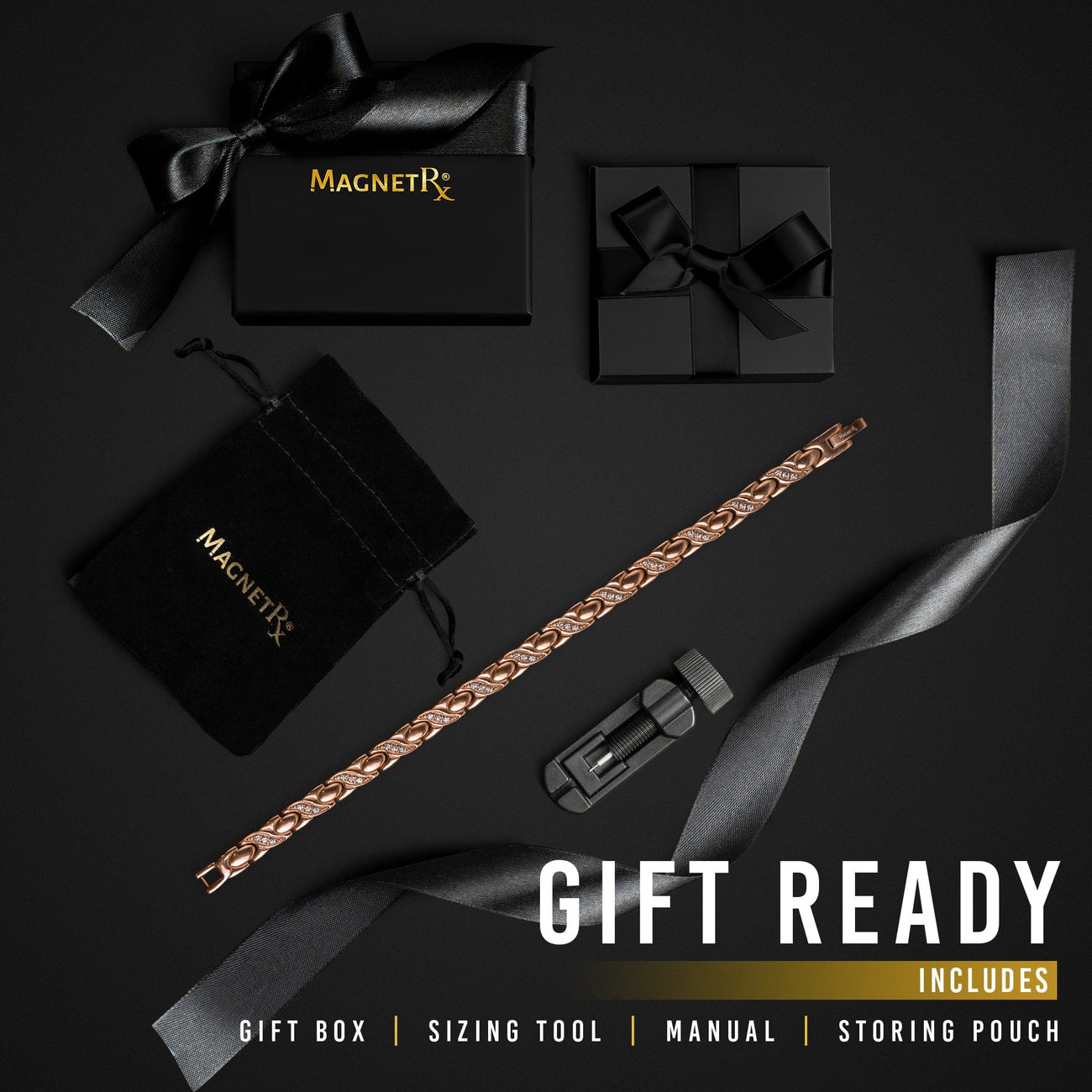 Women’s Crystal XO Bracelet - Rose Gold - MagnetRX