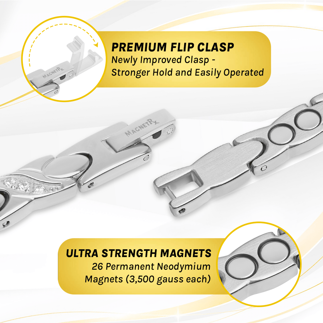 Silver Crystal XO Magnetic Bracelet Women | MagnetRX