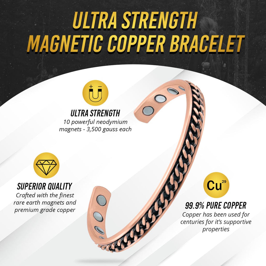 Curb Chain Copper Magnetic Bracelet | MagnetRX