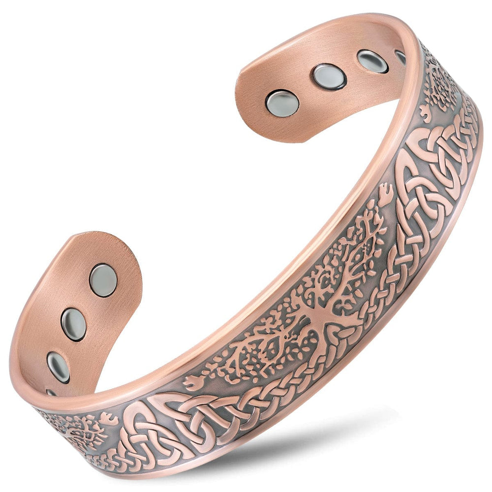 Stamped Irish Tree Magnetic Copper Bracelet Cuff | MagnetRX