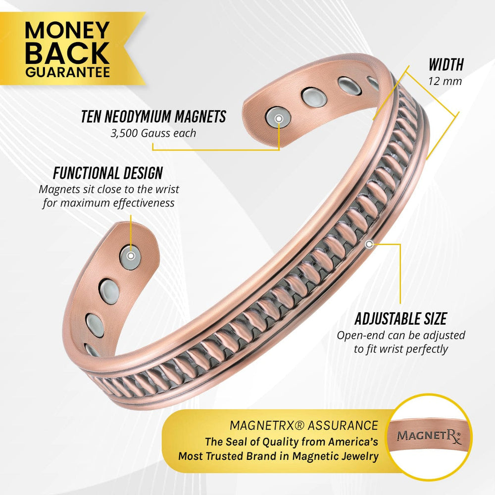 Stamped Native Magnetic Copper Bracelet Cuff for Men - MagnetRX