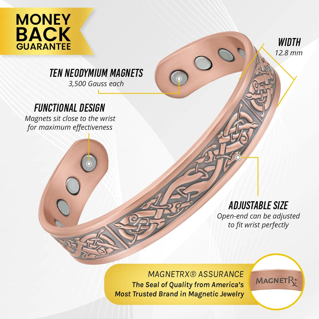 Stamped Viking Magnetic Copper Cuff for Men | MagnetRX
