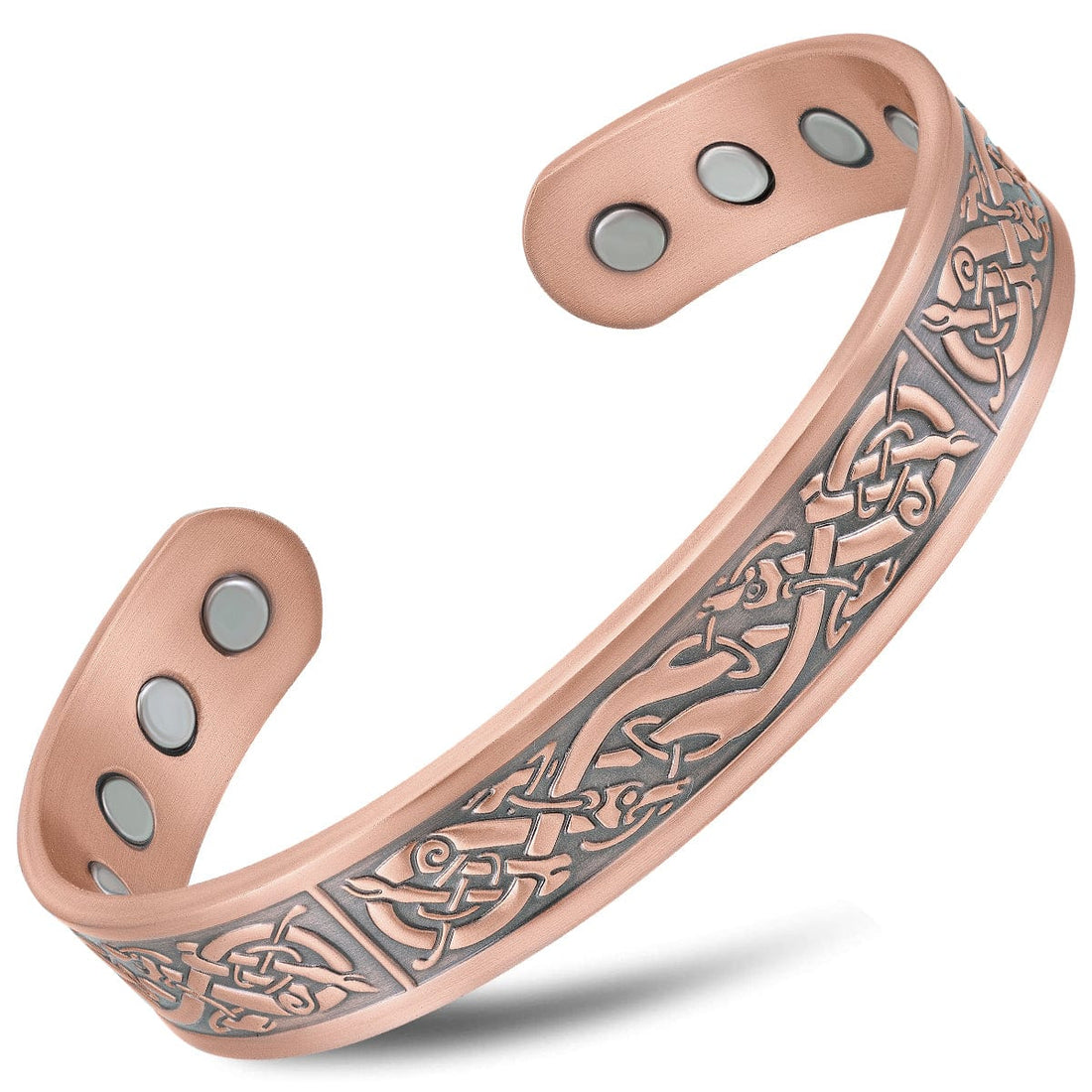 Stamped Viking Magnetic Copper Cuff for Men | MagnetRX