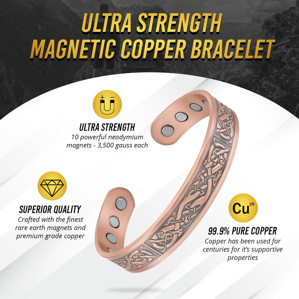Stamped Viking Magnetic Copper Cuff for Men | MagnetRX
