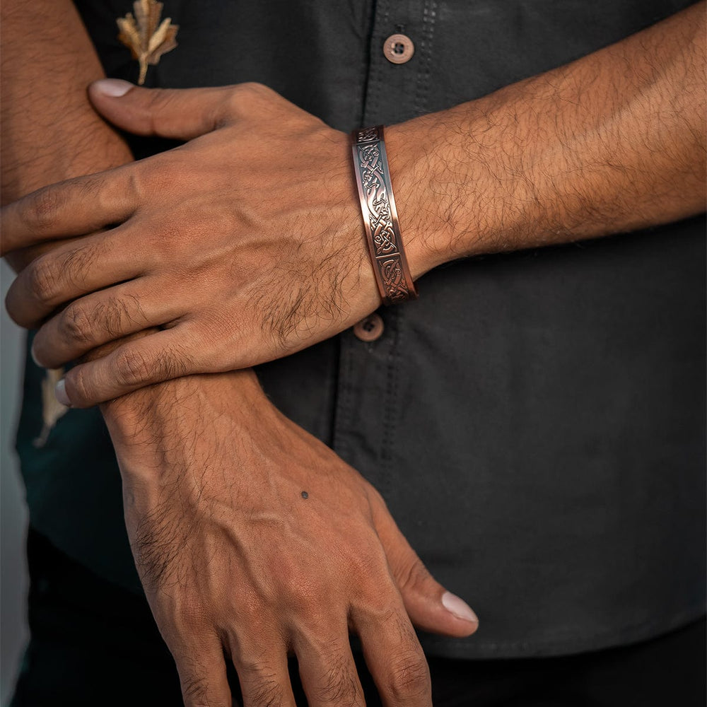 Stamped Viking Magnetic Copper Cuff for Men | MagnetRX