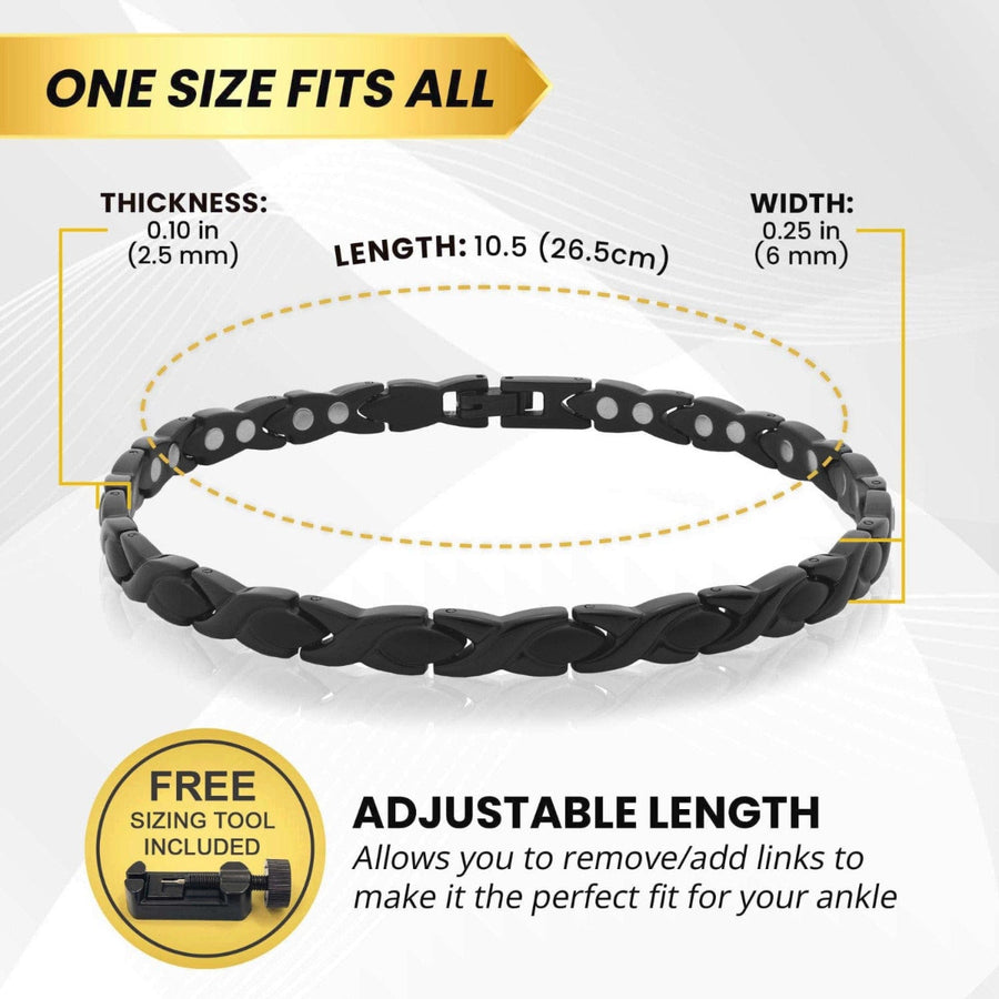 MagnetRX Titanium Magnetic Anklet for Women - Black