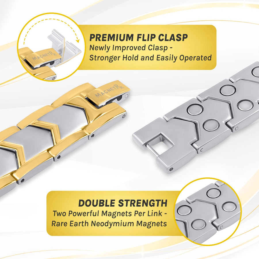 MagnetRX® Ultra Strength Silver & Gold Arrow Magnetic Bracelet
