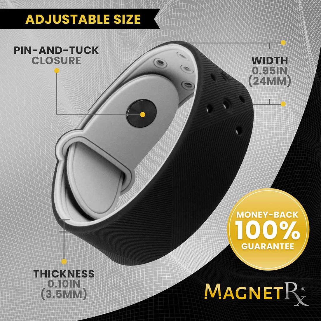 Ultra Strength Black Sports Magnetic Bracelet | MagnetRX