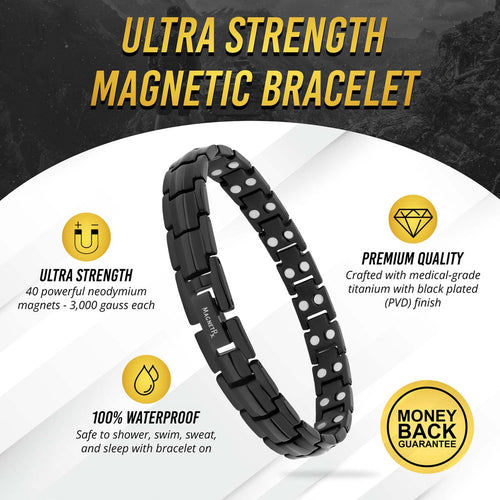 Women’s Ultra Strength Black Magnetic Titanium Bracelet